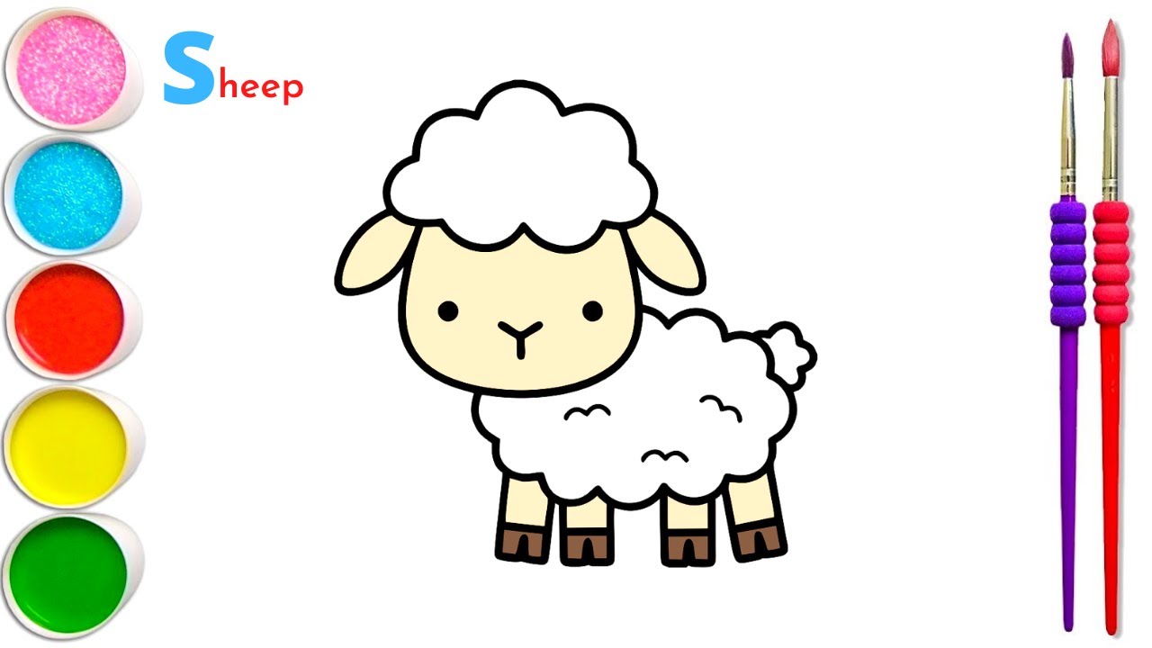 How to Draw Sheep 🐑 for Kids | Step by Step Easy Drawing | cara ...