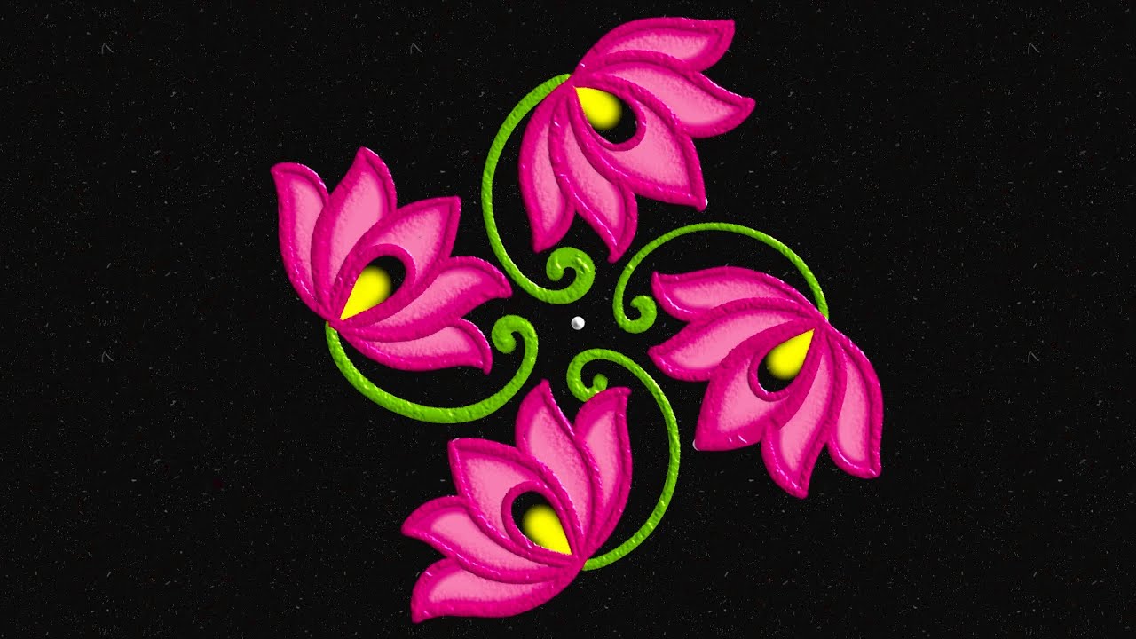 Amazing 5-1 dots Lotus Flower Rangoli 🪷| Easy Flower Rangoli | dots ...
