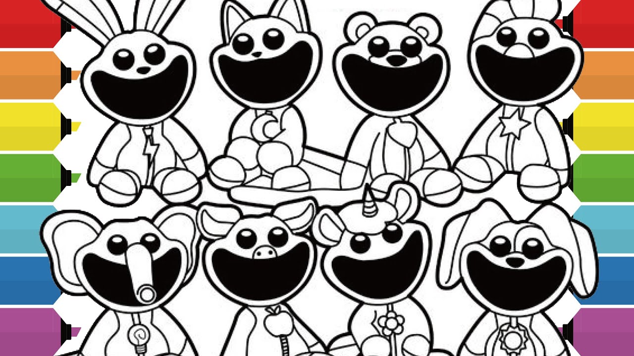 Smiling Critters Plushies Coloring Pages | Coloring Poppy Playtime ...