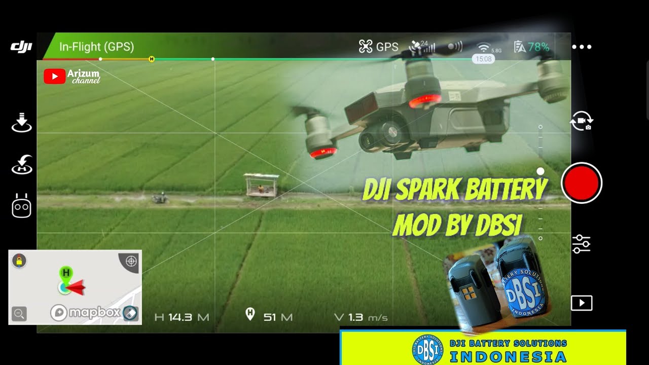 Test Durasi terbang DJI Spark menggunakan battery Mod DBSI || mampu ...