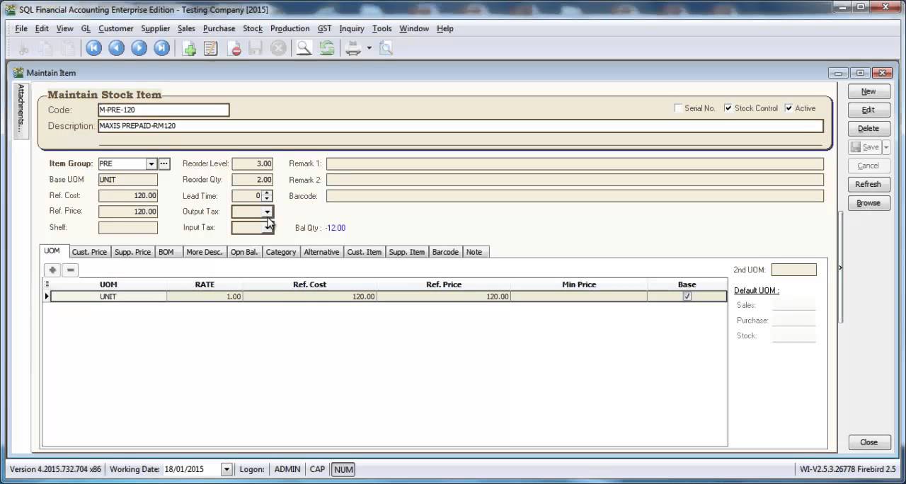 Syntax Technologies SQL GST v05 Maintain Item GST Tax Code Setting ...