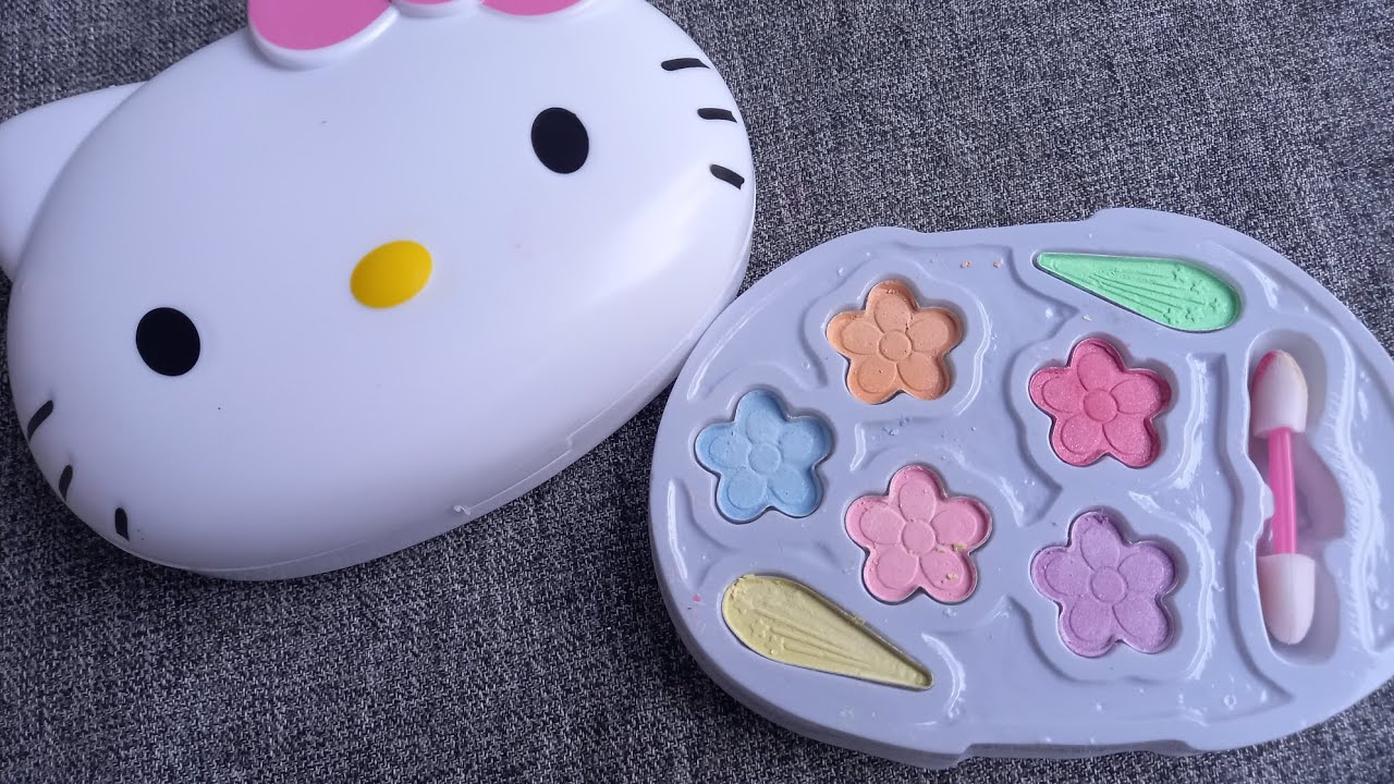 2 minutes satisfying with unboxing Hello kitty make up set - YouTube