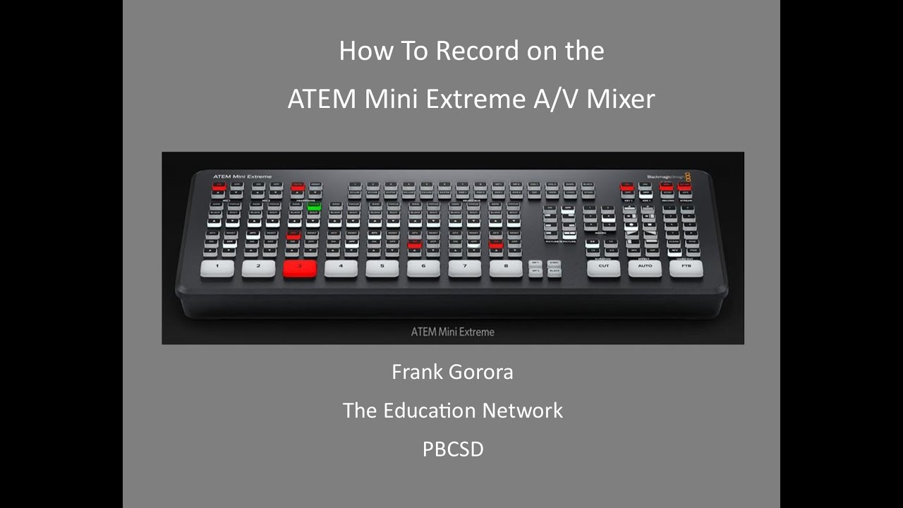 How to Record on The ATEM - YouTube