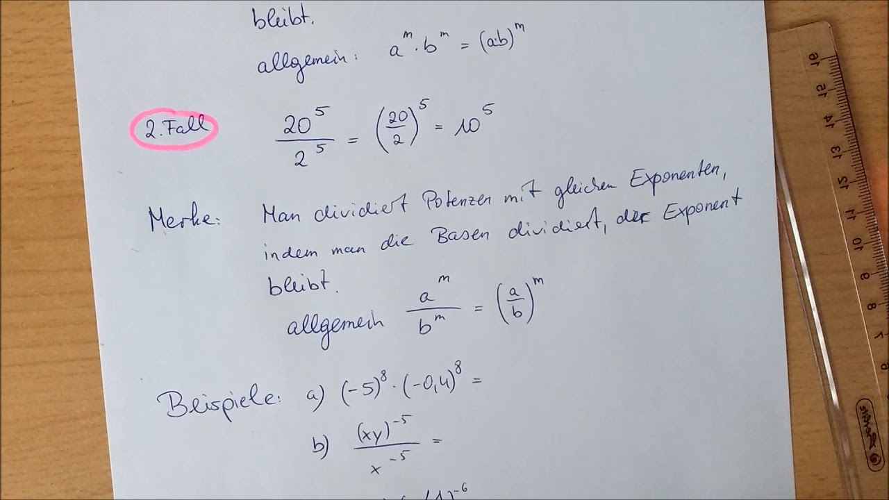 Potenzgesetz P2 unterschiedliche Basis, gleicher Exponent - YouTube