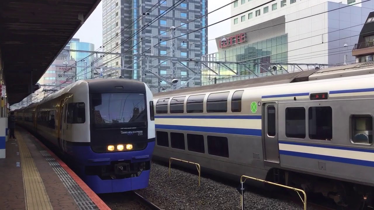 2019.12.1(日)13:47 JR東日本E255系 特急しおさい5号の発車風景など【JR総武線 錦糸町駅】 - YouTube