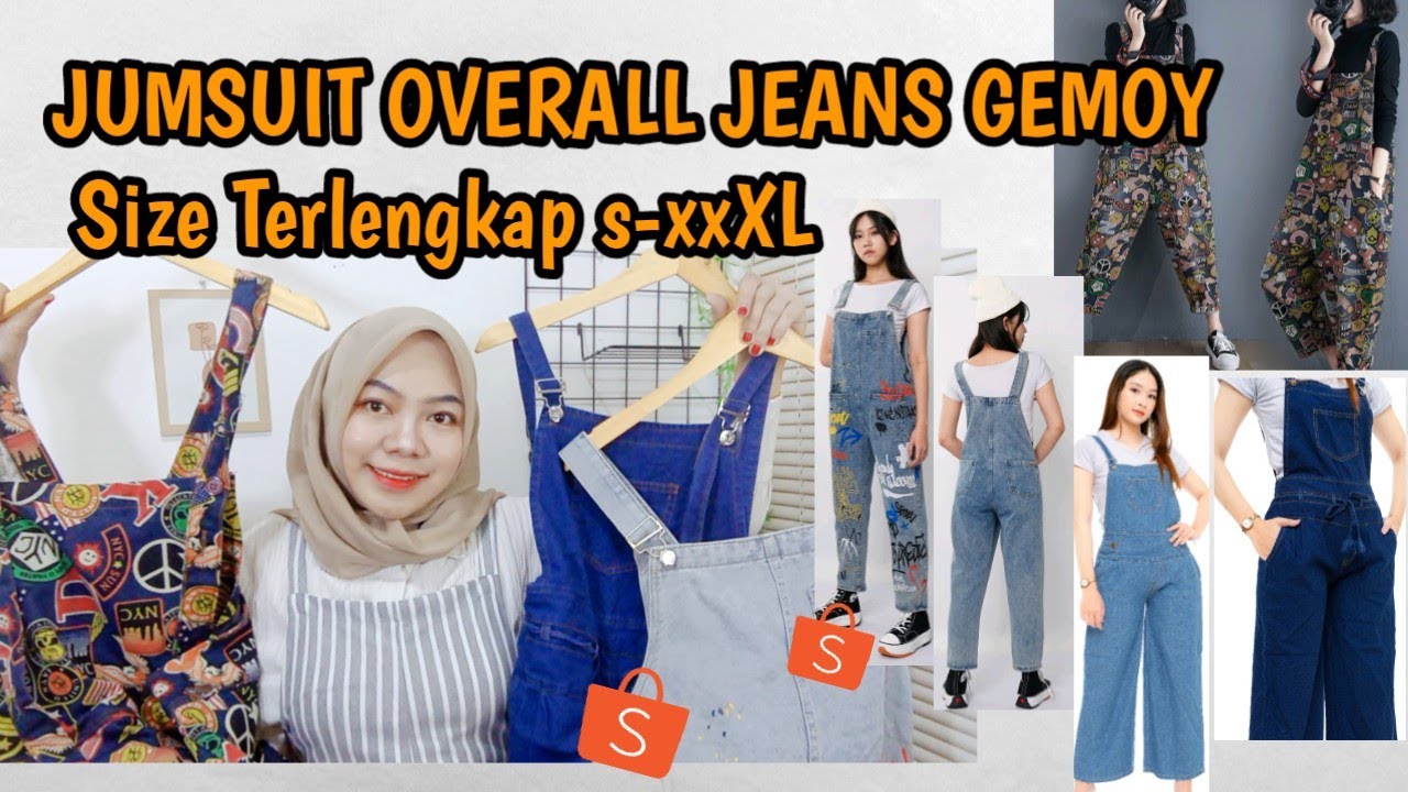 SHOPEE HAUL JUMPSUIT OVERALL JEANS OVERSIZE JUMBO SIZE - YouTube