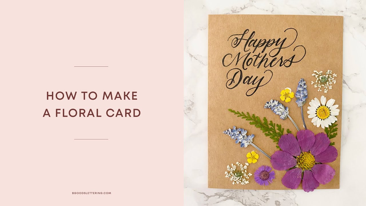 How to make a floral greeting card (with real flowers) - YouTube