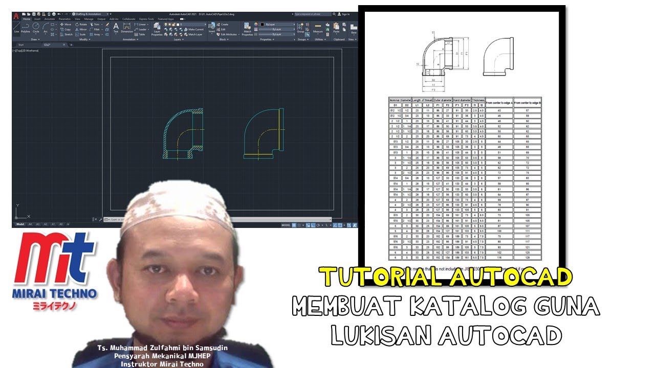 Tutorial AutoCAD - Membuat Katalog Sesiku Paip Guna Lukisan AutoCAD ...