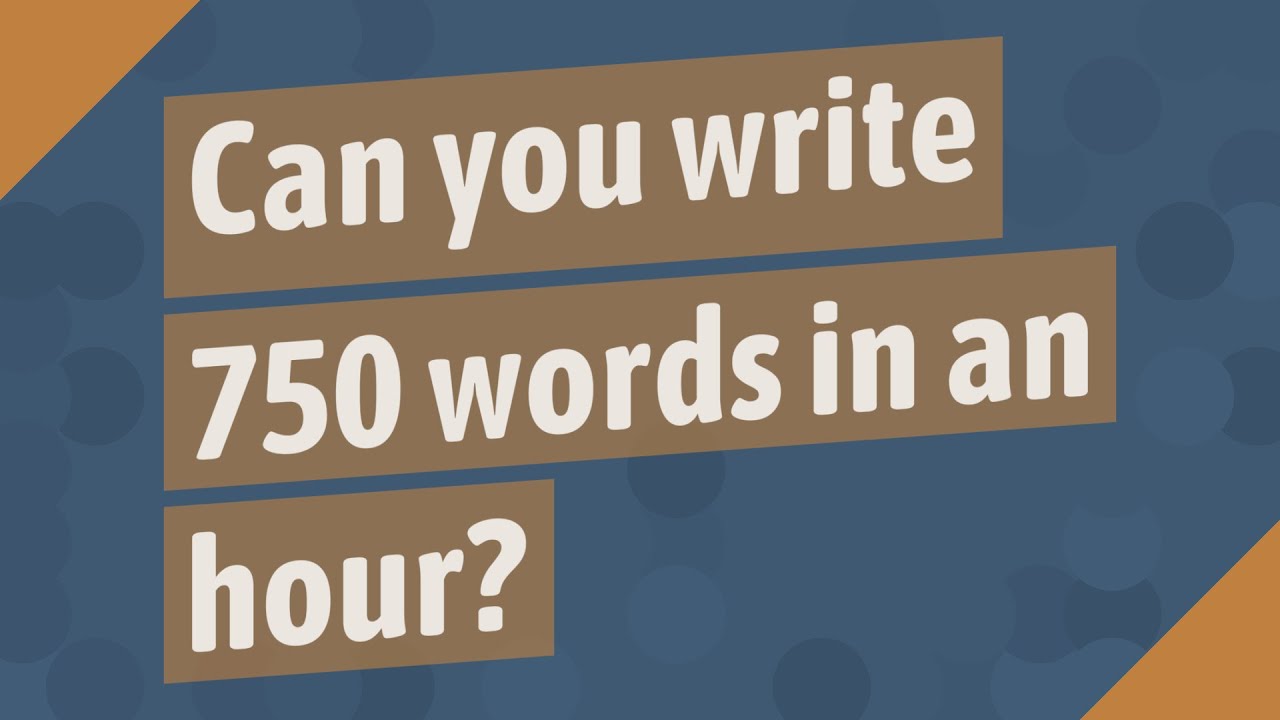 Can you write 750 words in an hour? - YouTube