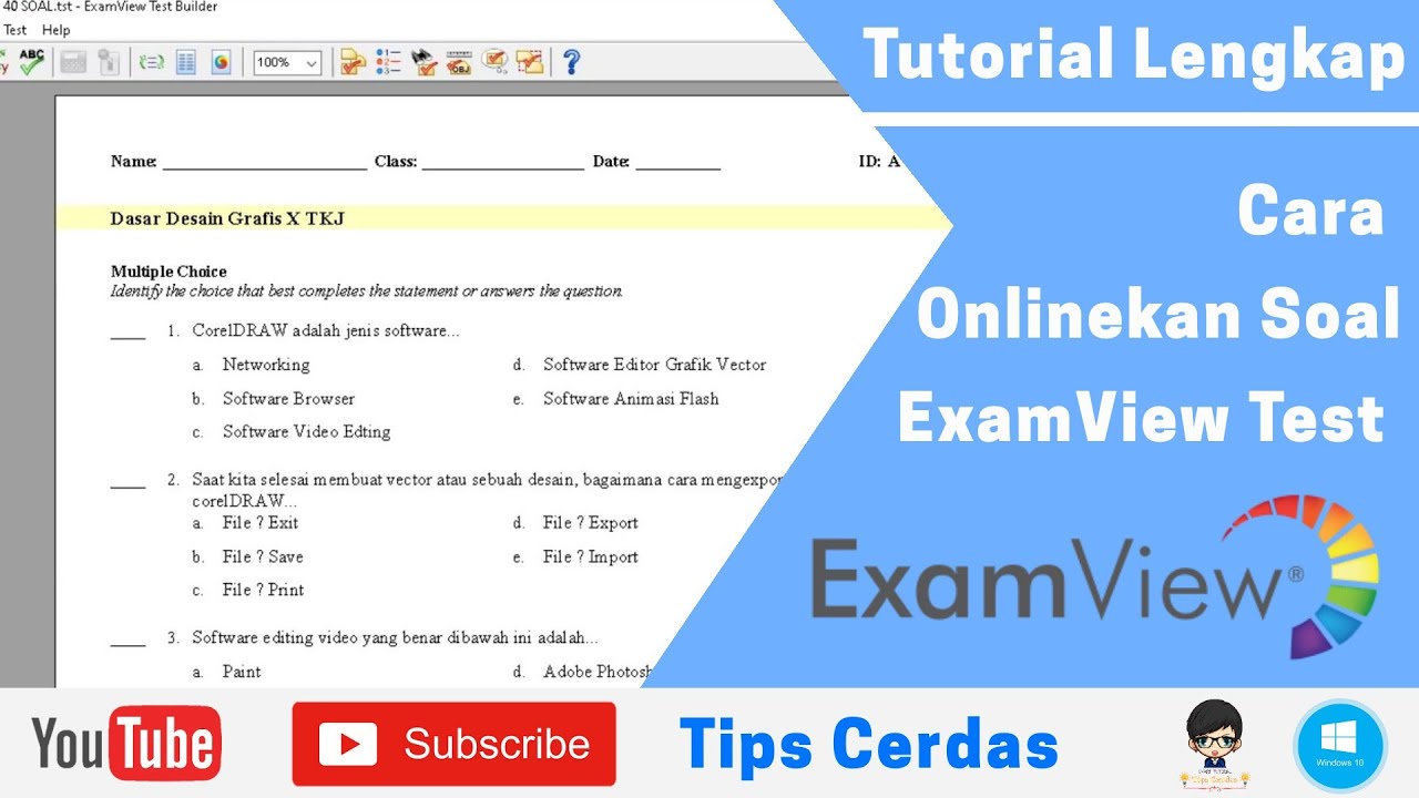 Tutorial Lengkap Cara Mengonlinekan Soal ExamView Test - YouTube