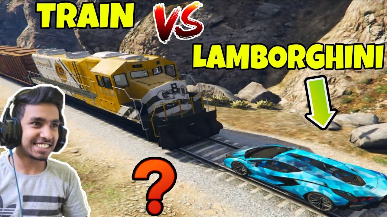 TRAIN vs TECHNO GAMERZ LAMBORGHINI - Can we Stop the Train in GTA 5 #28 ...