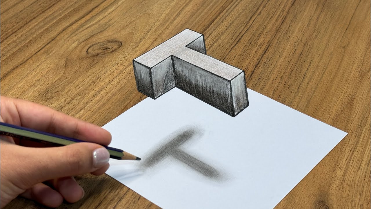 easy 3d drawing letter : very easy 3d drawing on paper T letter - YouTube