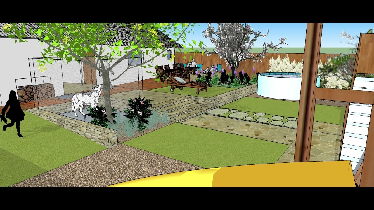 Návrh zahrady, vizualizace ve 3D od Exterier - Design s.r.o. - YouTube