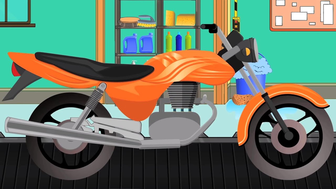Bike Car Wash, Garage Cartoon Video For Kids - YouTube
