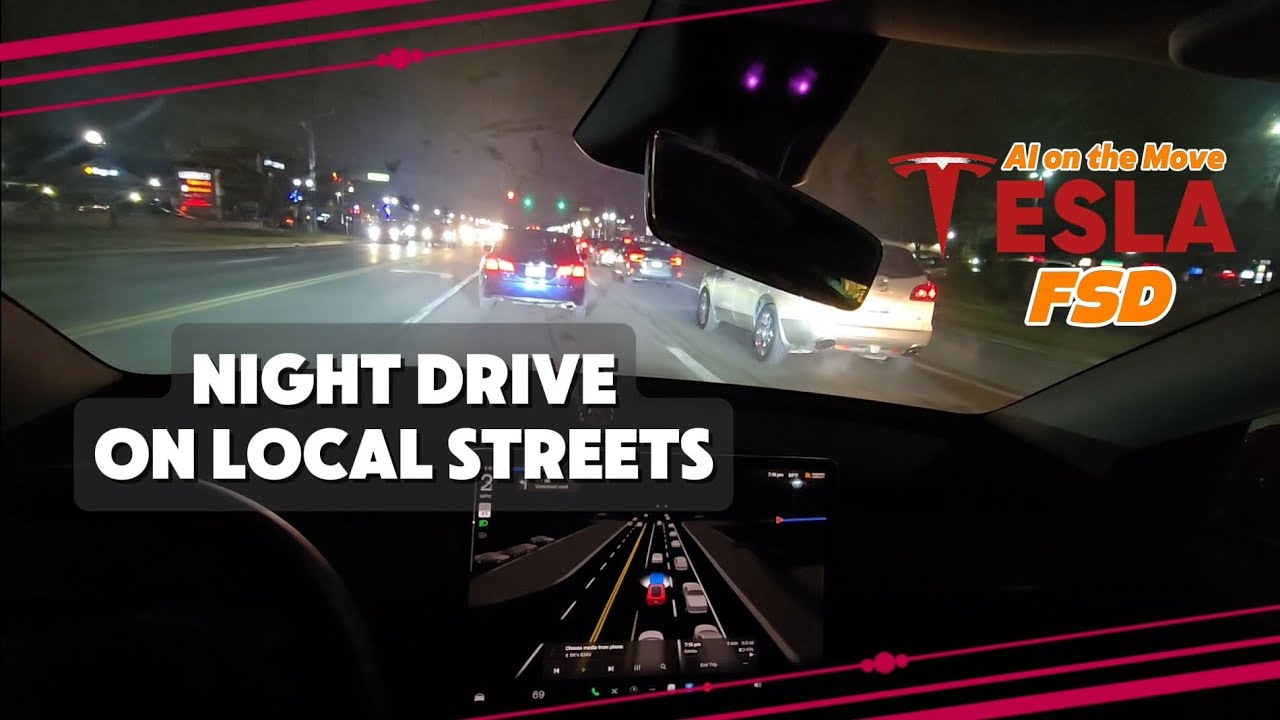 Night drive with Tesla FSD 13.2.2. How will it handle the night driving ...