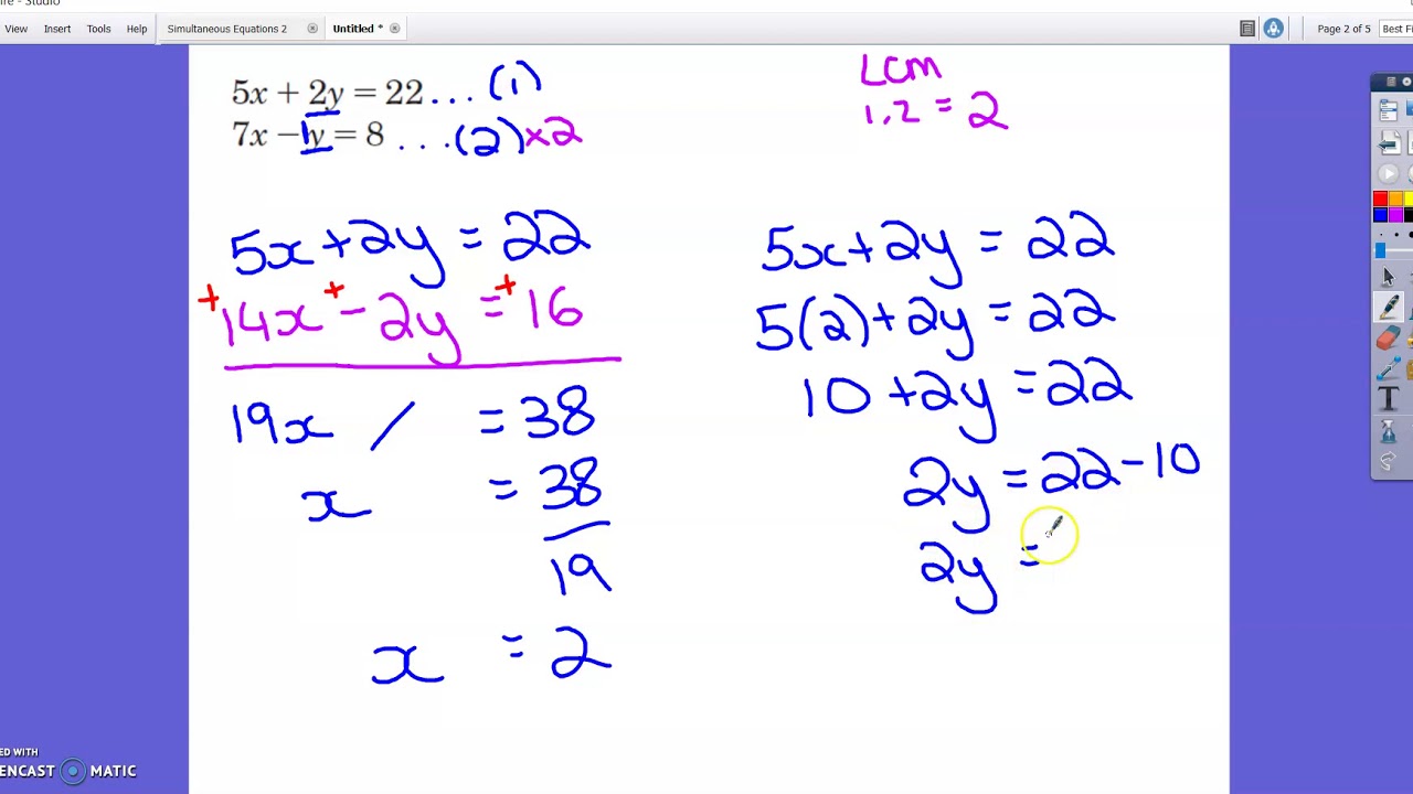 Simultaneous Equations Part 3 - YouTube