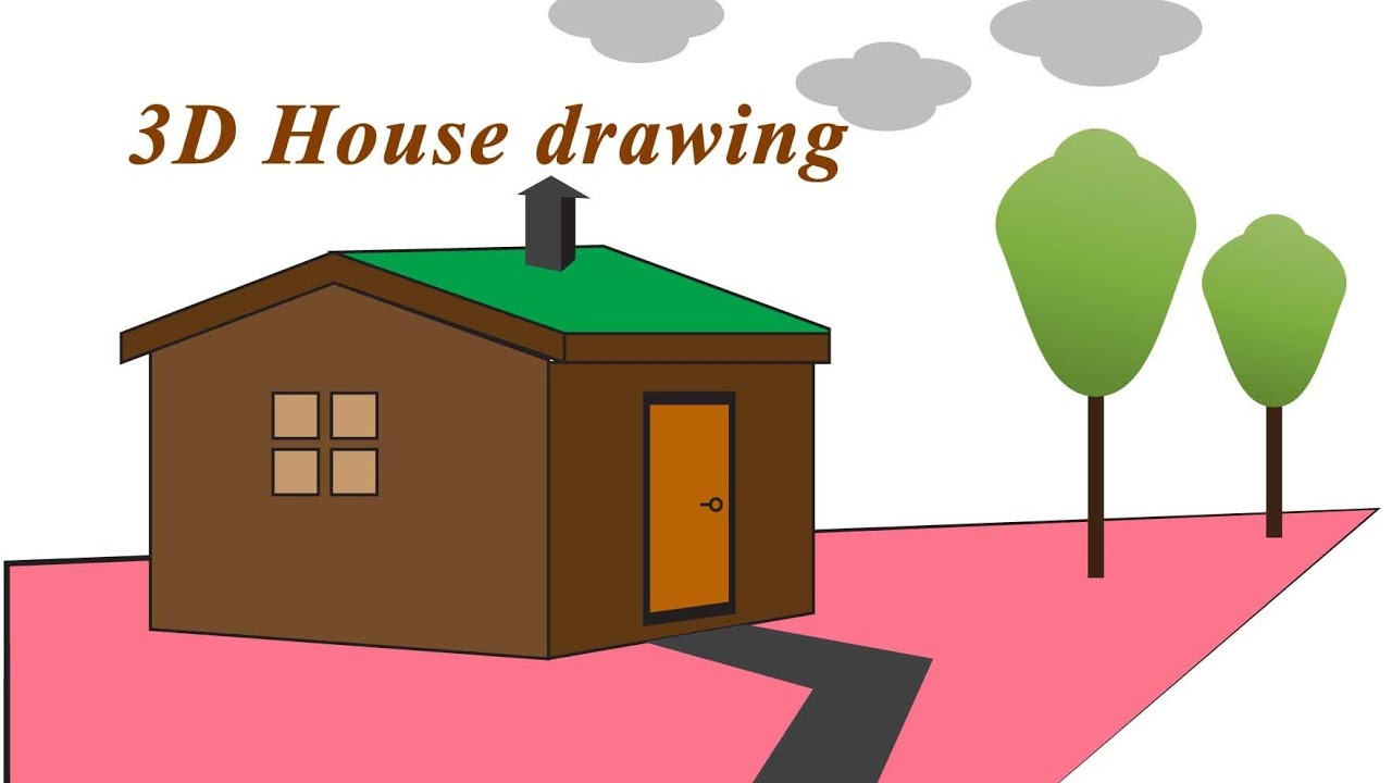 3D house drawing in Adobe illustrator - YouTube