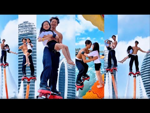 Flyboard ride is romantic💃They enjoying fly on water!#flyboard #romantic #outdoors  #extremesports 