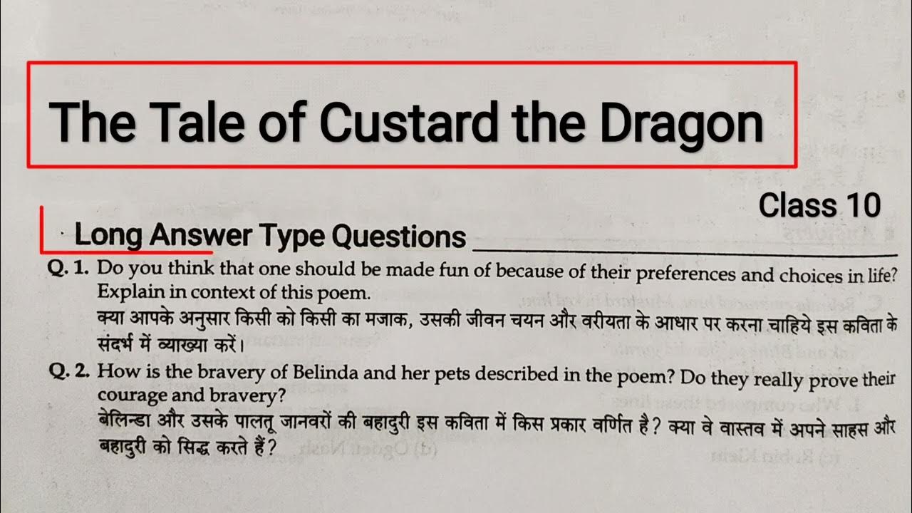 The Tale of Custard the Dragon Class 10 || The Tale of Custard the ...