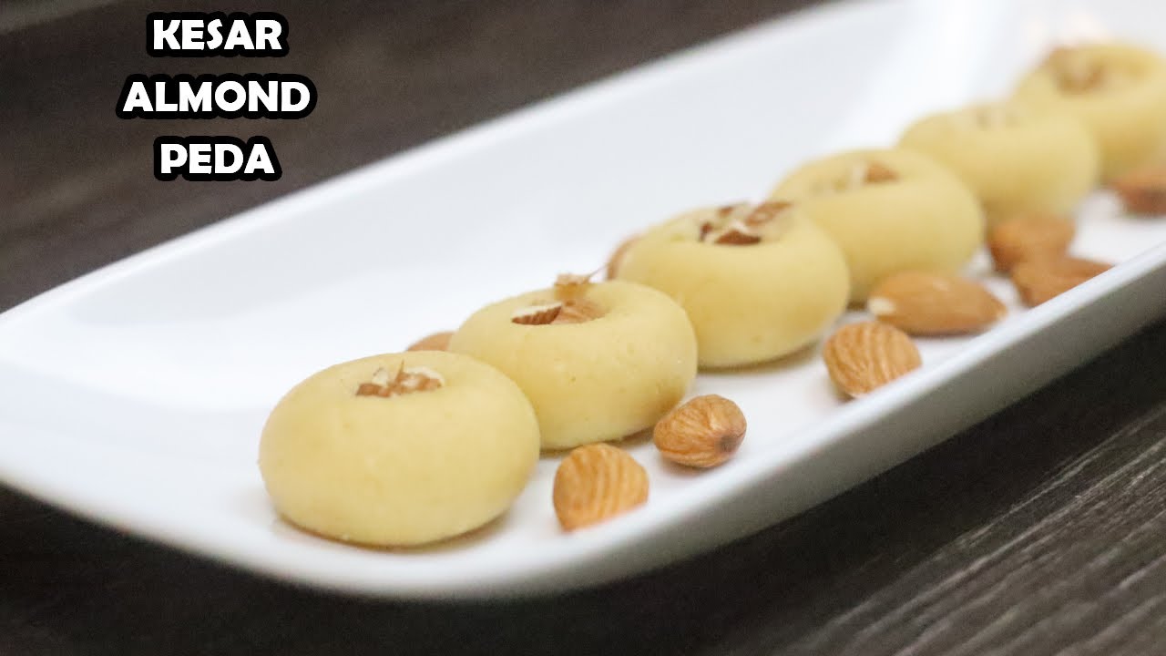Almond Kesar peda | Badam Peda | Kesar Peda | Sowji's Kitchen - YouTube