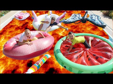 Ali Baba channel LAVA CHALLENGE HAVUZDA OYNUYOR in pool Fun kid video