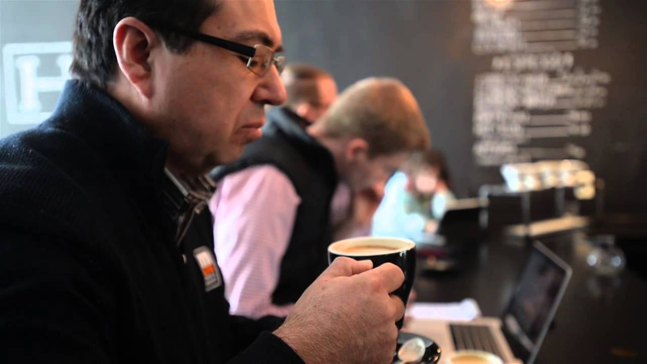 Gonzo samples coffee Bay City's Harless and Hugh Coffee - YouTube