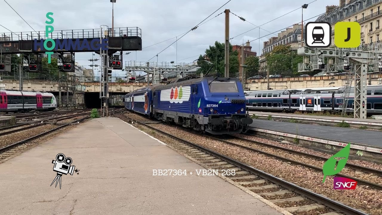 Transilien Ligne J BB27364 et VB2N 268, Train Transilien SNCF - YouTube