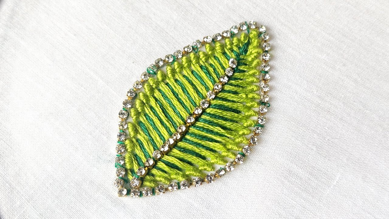 Beautiful & Unique Leaf Embroidery Design for Dress/Kurti (Hand ...