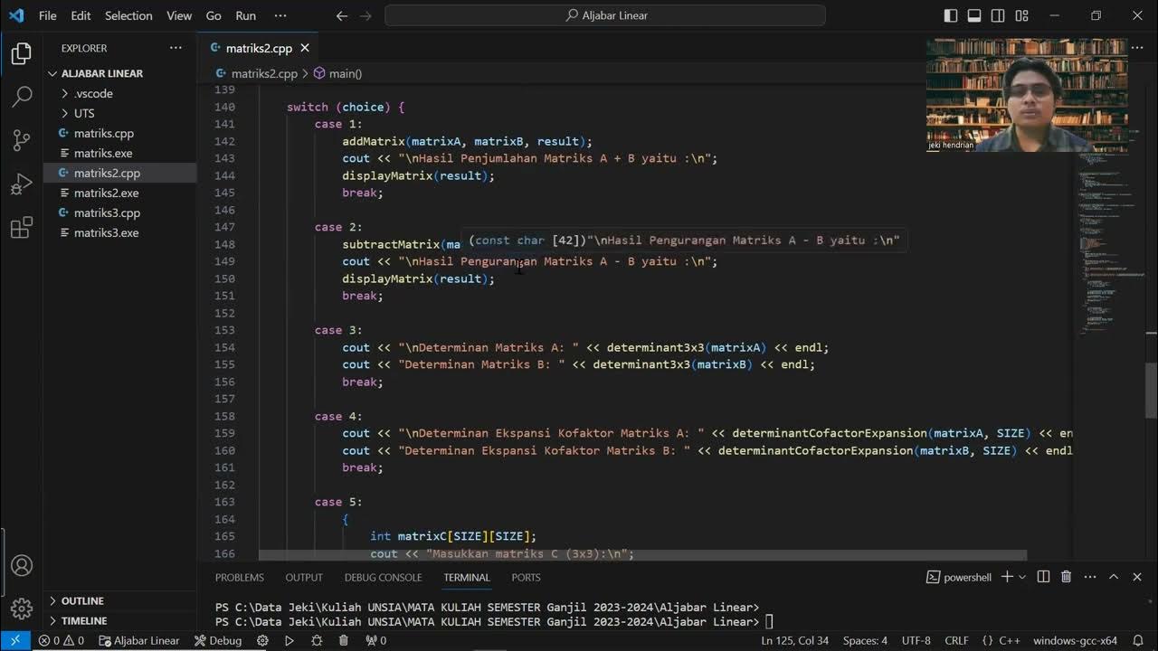 MEMBUAT PROGRAM MATRIKS MENGGUNAKAN BAHASA PEMROGRAMAN C++ - YouTube