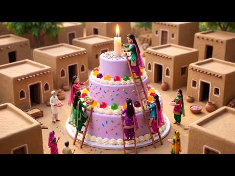😲 5 Miniature Dolls Make EPIC 30-FT Giant Cake for Village Kids! 🎂❤️ | Tiny Village Story