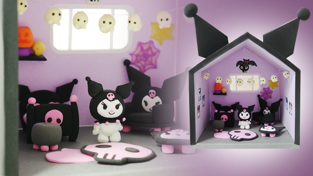 [산리오캐릭터] 클레이로 쿠로미 방 만들기 Making miniature kuromi's Room (sanrio) with ...