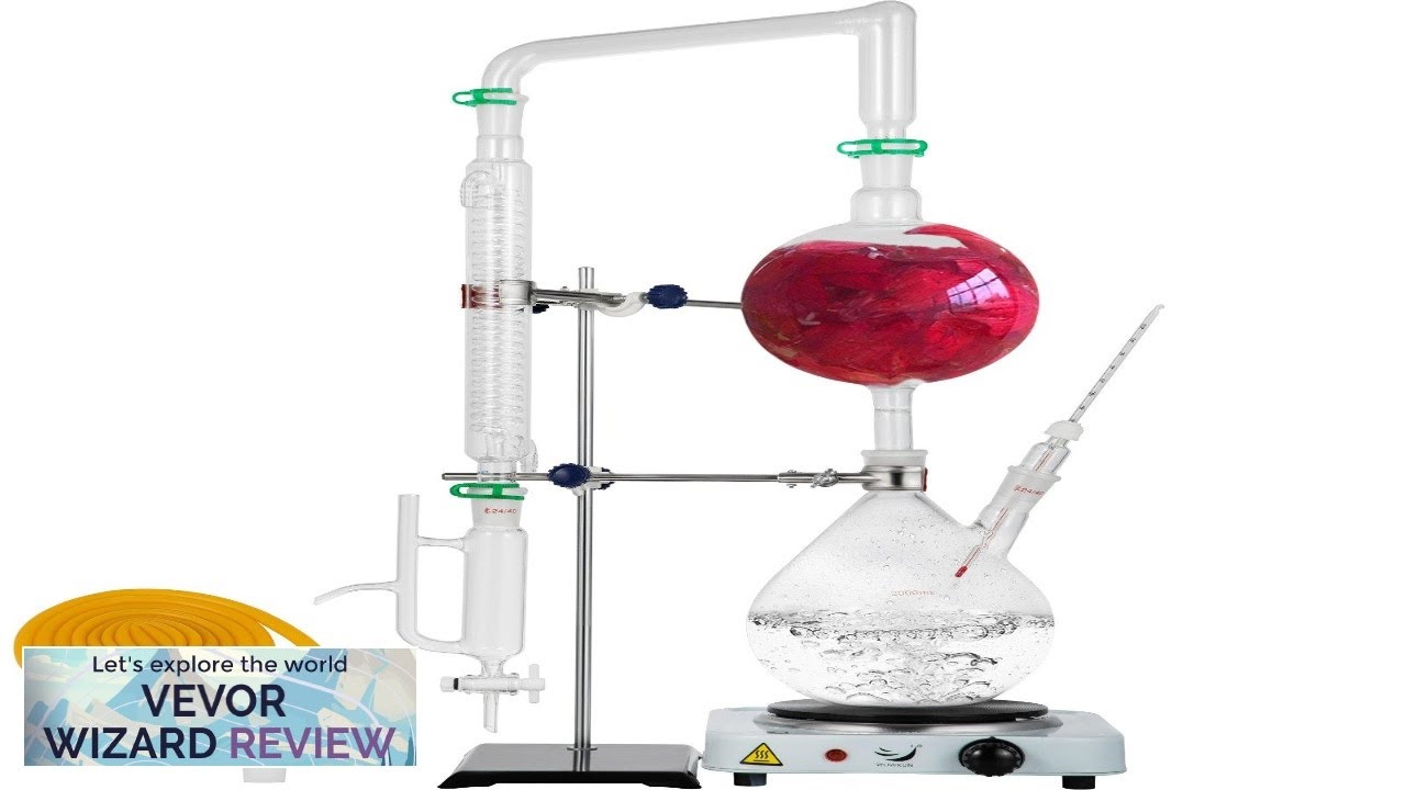 VEVOR 2L Essential Oil Distillation Apparatus Lab Glassware ...