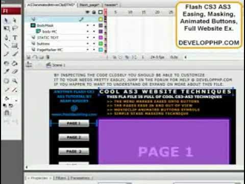 Flash CS3 ActionScript Simple Website Gallery With Easing - Tutorials For Beginners - YouTube
