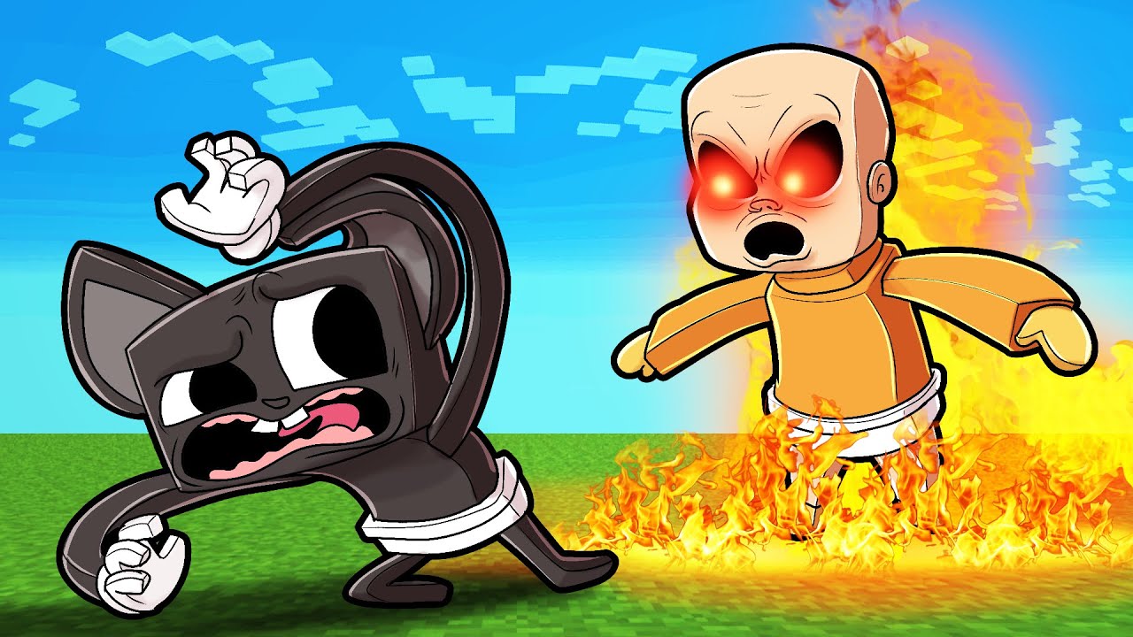 BABY CARTOON CAT vs BABY in YELLOW! (Minecraft) - YouTube