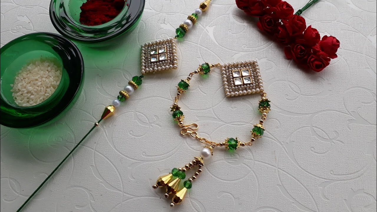 simple & easy rakhi & lumba rakhi design|diy crystal & pearl rakhi at ...