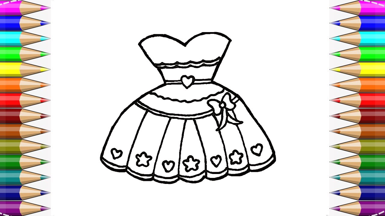 How to Draw a dress easy Step by Step🥰 .Easy Easy Drawing and Coloring ...