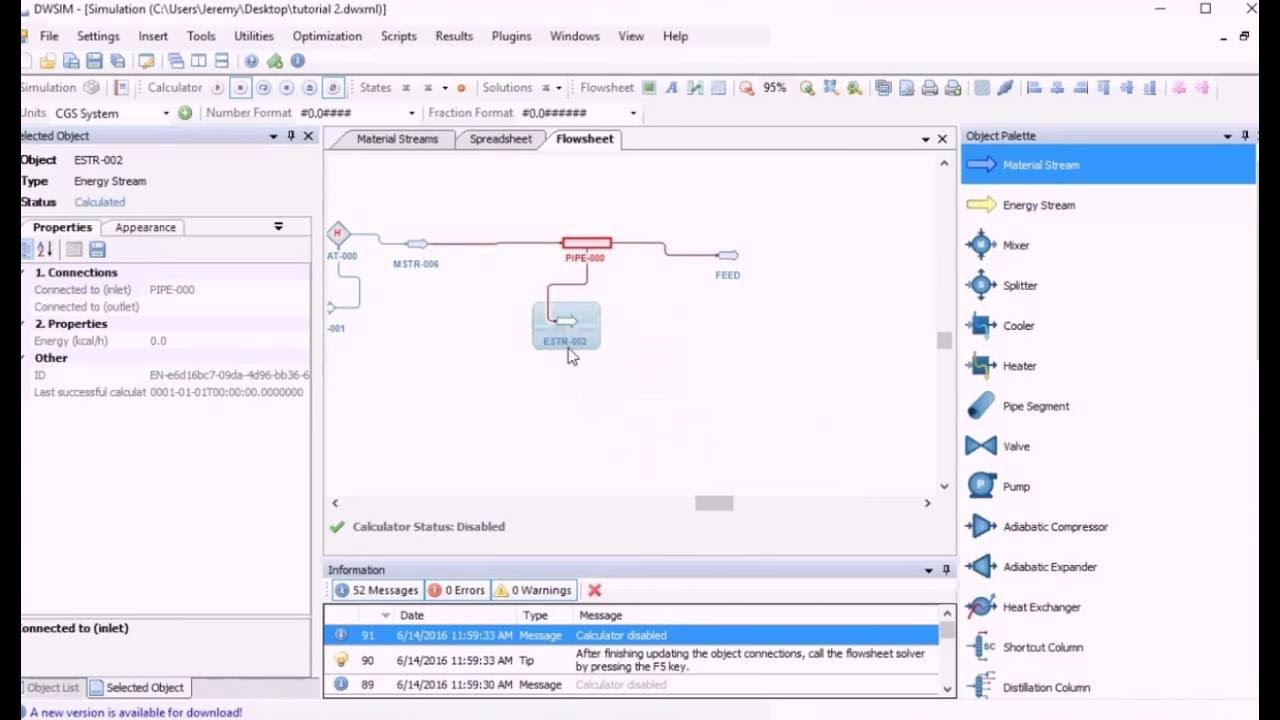 DWSIM Tutorial 3 (Pumps, Heaters & Pipe Segments) - YouTube