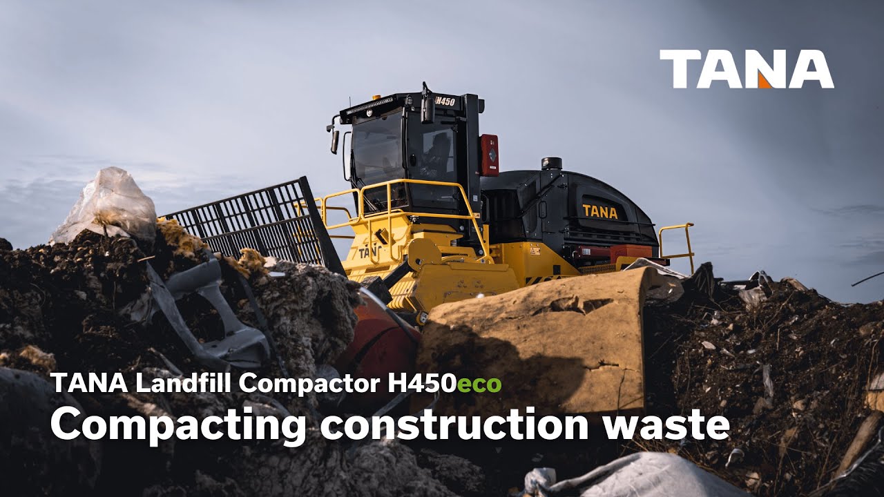 TANA Landfill Compactor H450eco -Compacting construction waste - YouTube