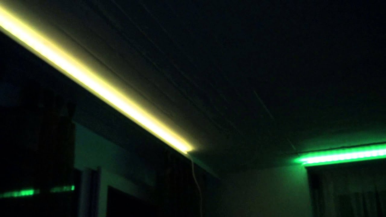 Hue LightStrips in Action installed over window borders - YouTube