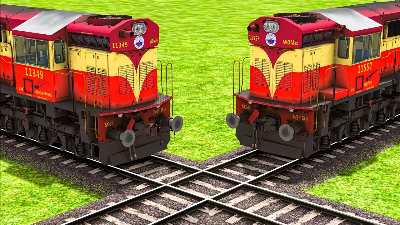 Crazy High Speed Trains Crossing Overlapping Rail Tracks - Train ...