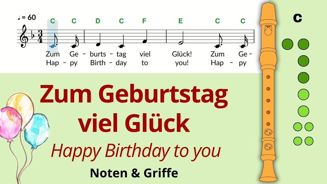 Erstaunlich Noten Fur Flote Happy Birthday Bilder