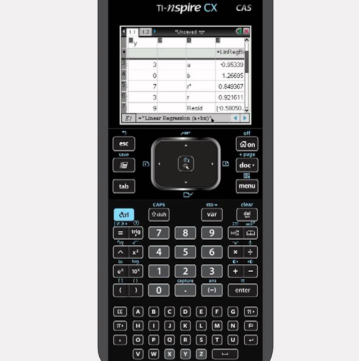 Scatter Plot, Linear Reg, Correlation & Residuals with TI-NSPIRE - YouTube