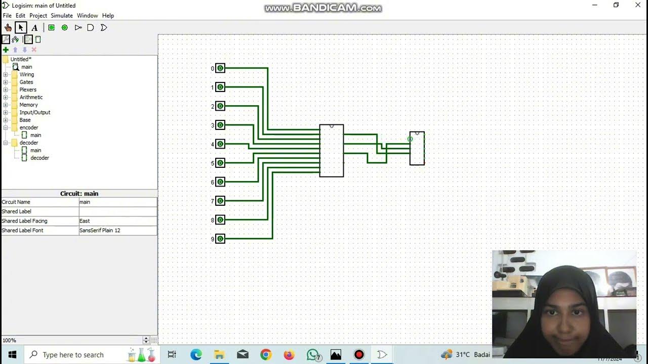 Membuat rangkaian 7 segment menggunakan aplikasi logisim #unmdigital - YouTube