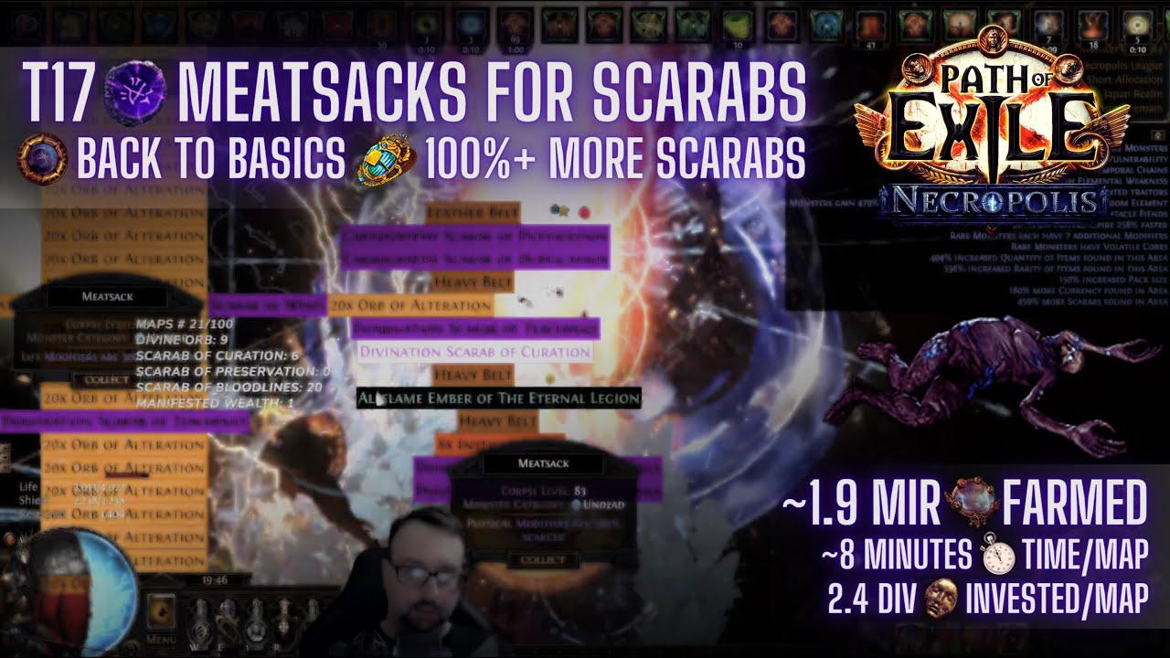 [PoE 3.24] 100 MAPS - Meatsacks Scarab Farming in T17s - Prep & Results ...