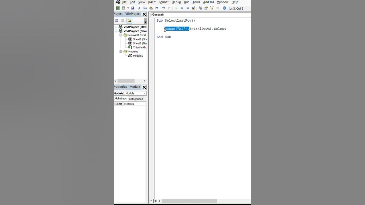 How to Select the Last Row in a Column Using VBA #Shorts - YouTube