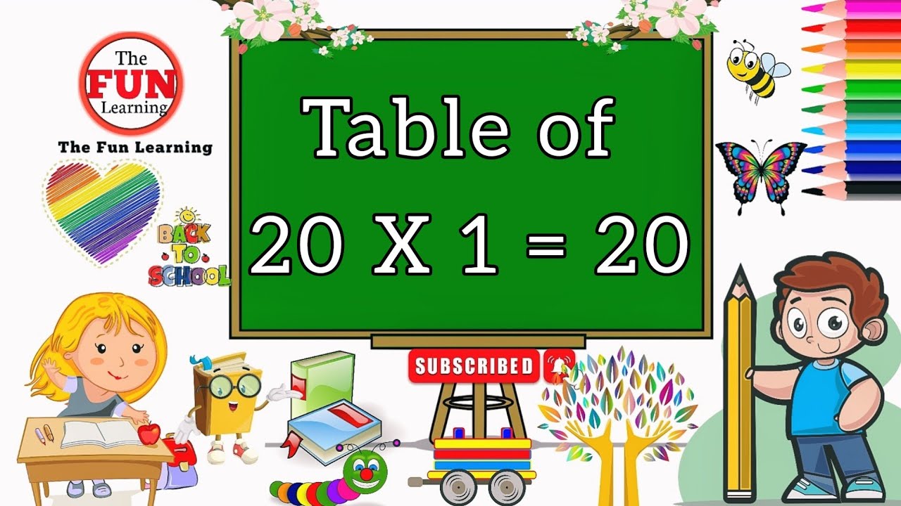Table of 20 || Multiplication table 20 of#thefunlearning - YouTube