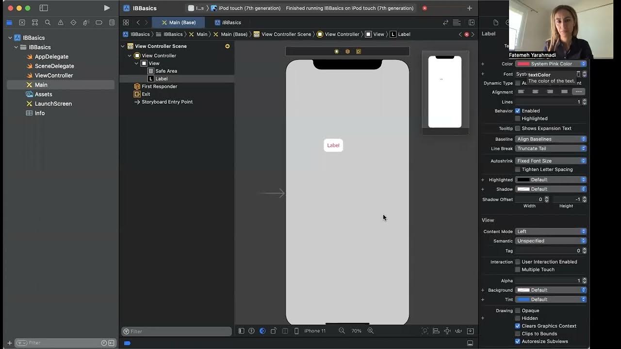 Swift Fundamentals book- 1.9: Interface Builder Basics: change the position of the label - YouTube