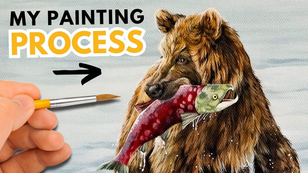 Painting a Realistic Bear in Acrylic | Acrylic Painting Timelapse - YouTube