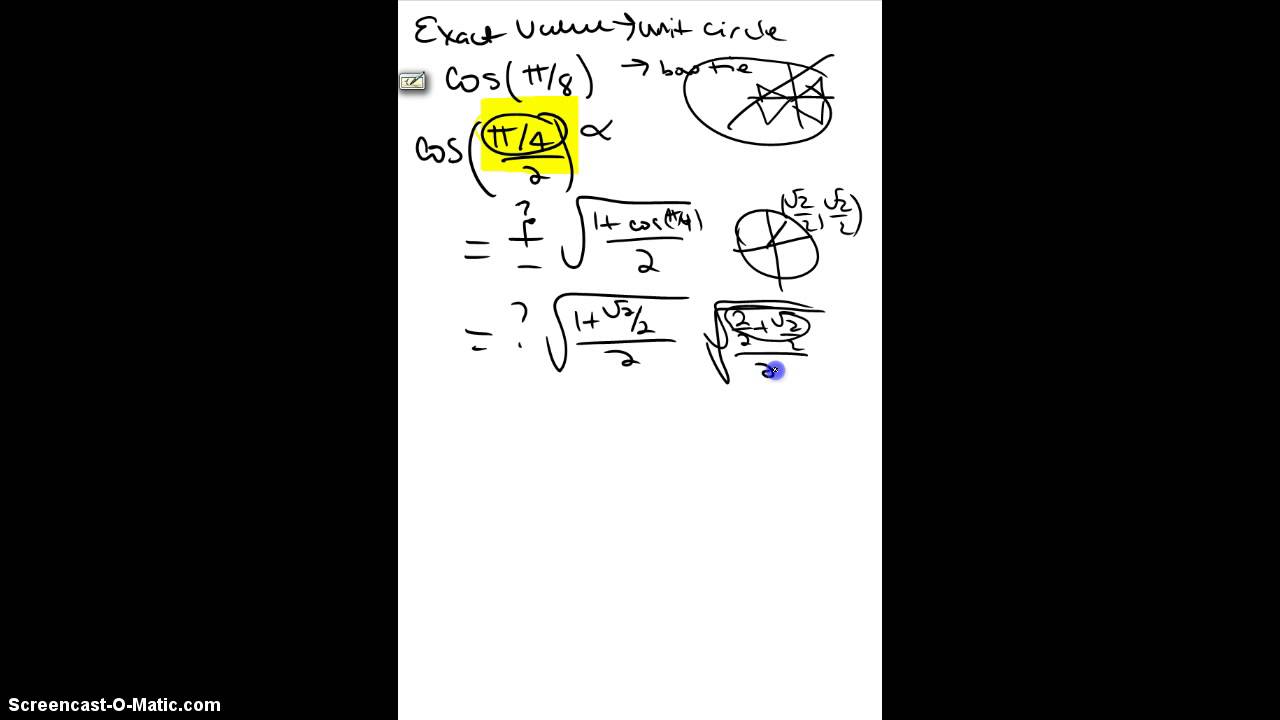 Cos pi 8 Using Half Angle YouTube