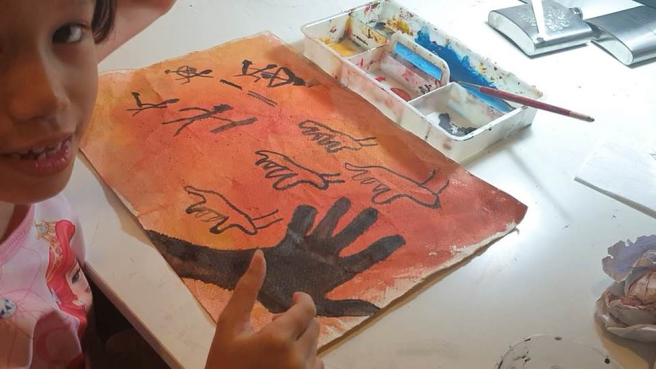 How to draw Caveman painting featuring diy background music by myself ...